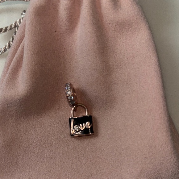 Pandora | Jewelry | Pandora Black And Rose Gold Bag Pandora Charm ...